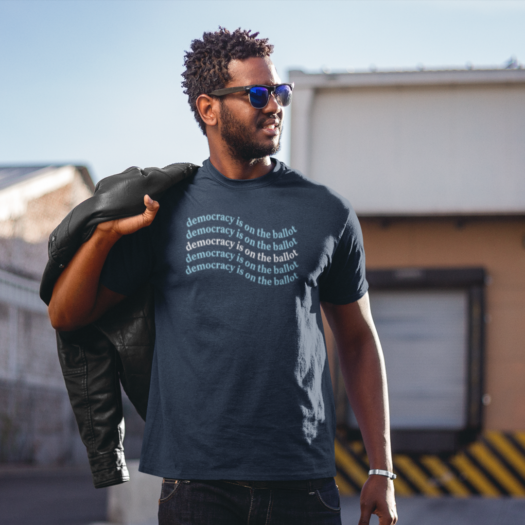 Democracy Is On The Ballot Wavy Tee – Democracy Docket